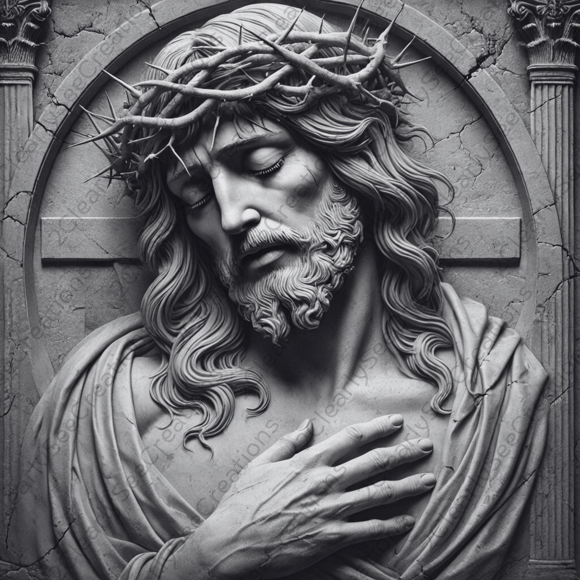 Jesus Sacred Heart Image Laser Burn File | Christian Religious Portrait ...