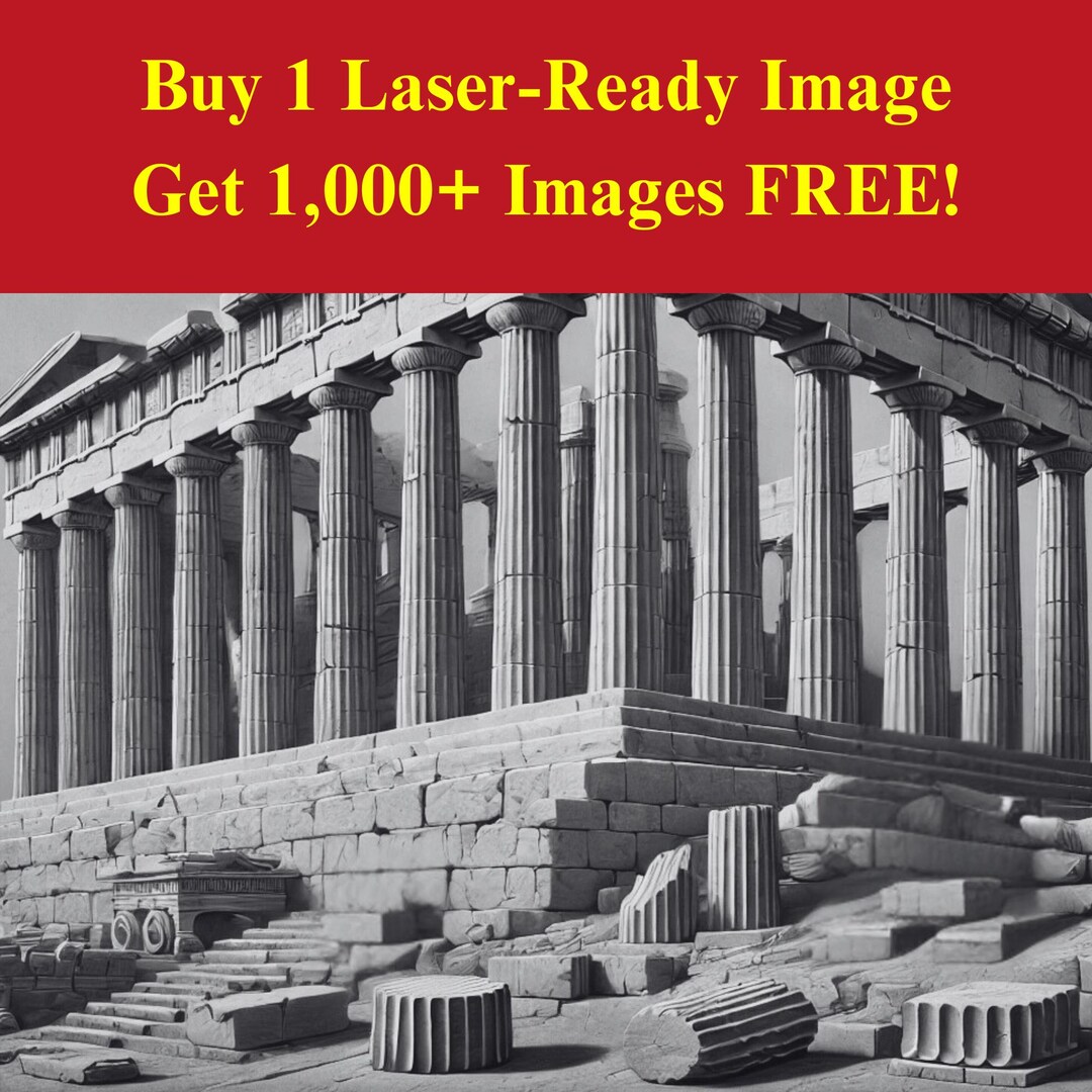 Parthenon Image Laser Cut Burn Slate File | Greek Temple Ruins Digital ...