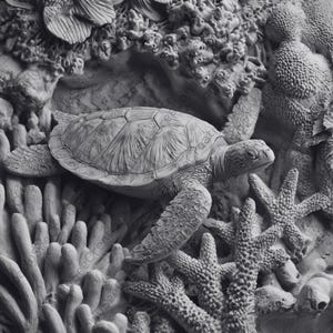 Sea Turtle Bas Relief Image | Coral Reef Ocean Laser Engraving PNG | 3D ...
