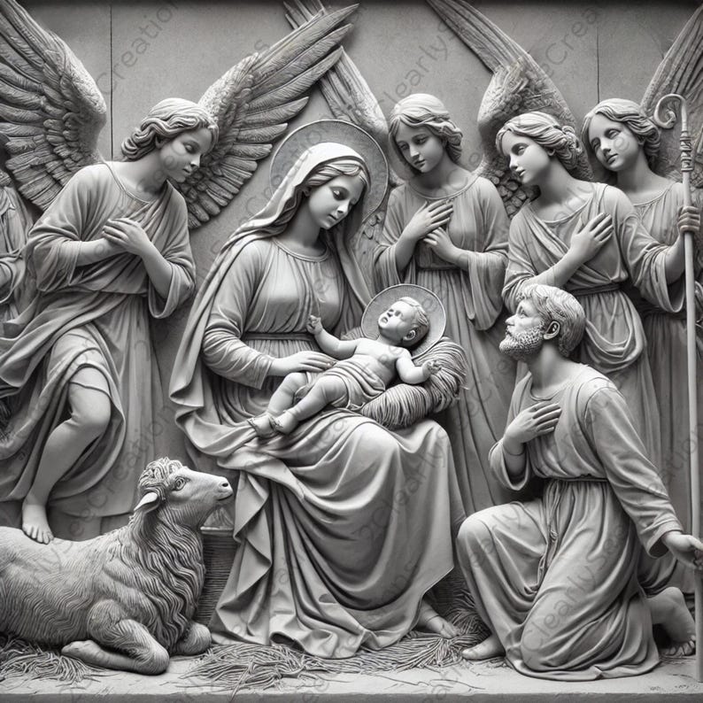 Angels Nativity Image Laser Cut Burn Slate File | Holy Family Angels ...