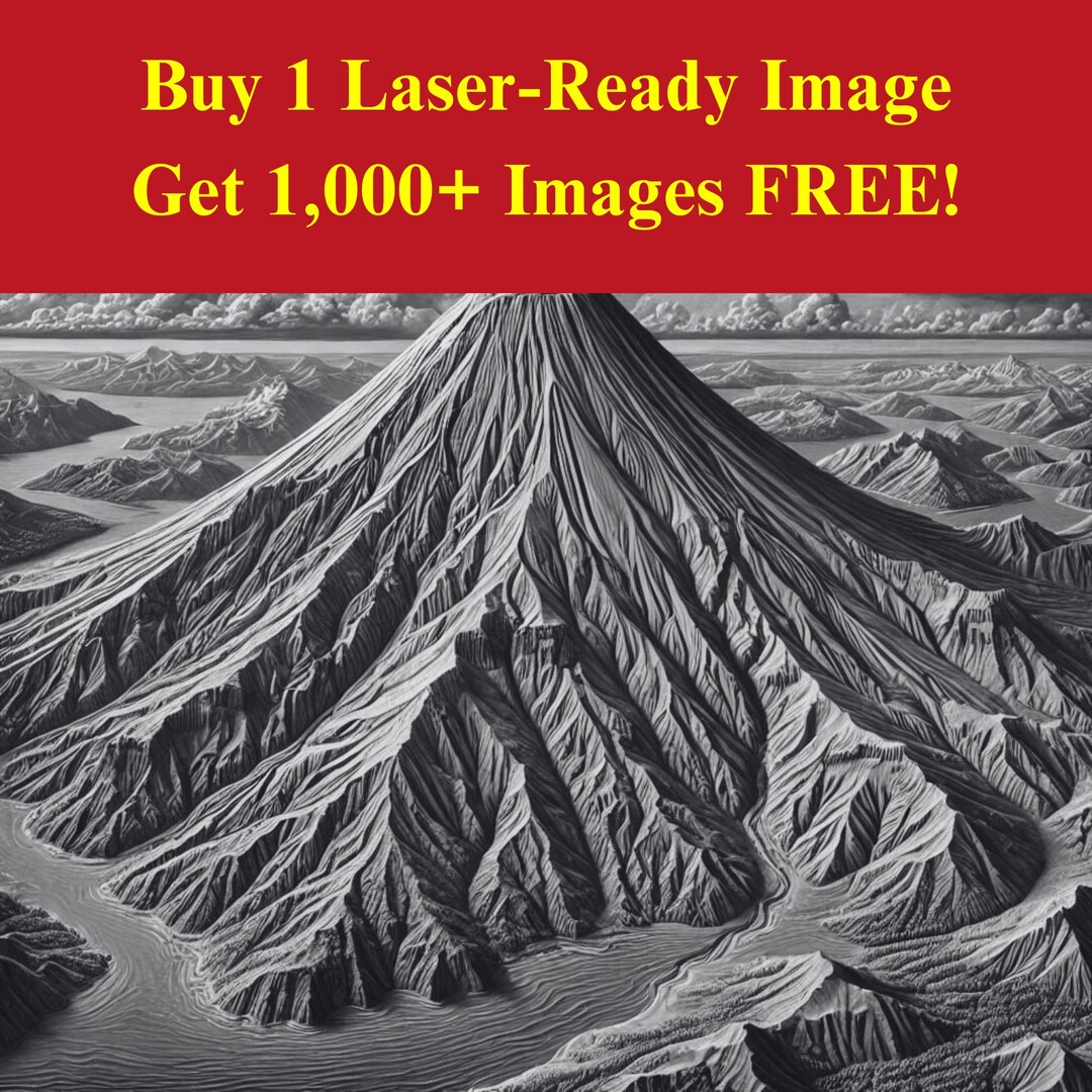 Volcano Mountain Image Laser Burn Slate File | Natural Landscape ...