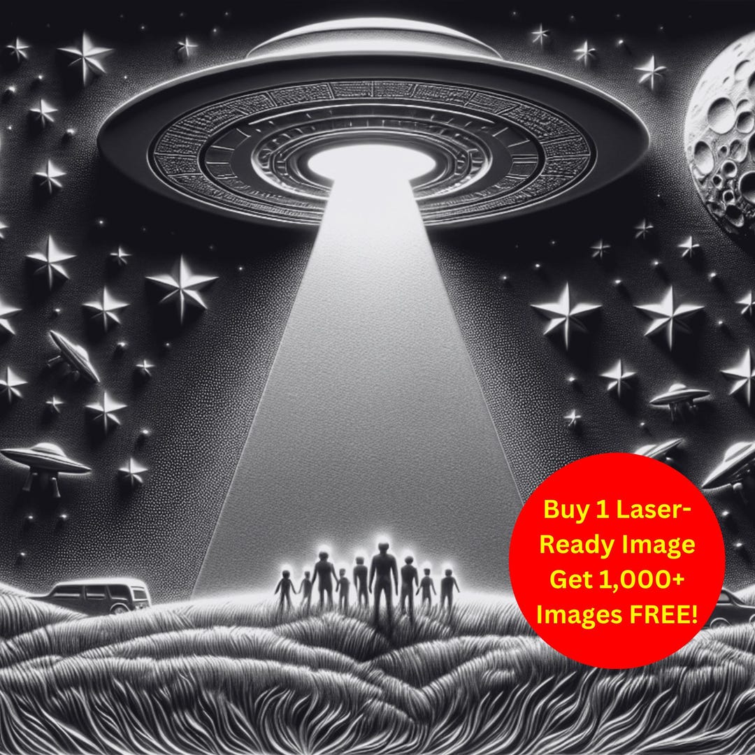 Alien Ship Image Laser Cut Burn Slate File | UFO Abduction ...