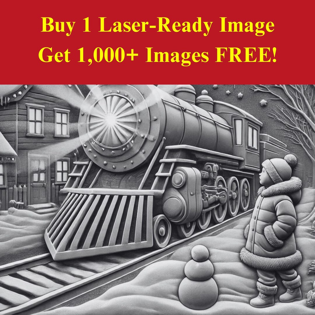 Steam Train Image Laser Burn File | Winter Night Railway Digital ...