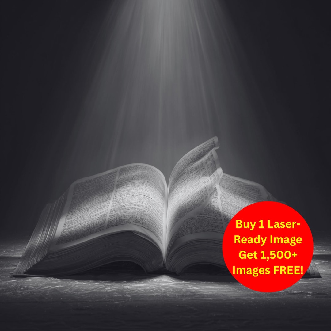 Bible Image Laser Cut Burn Slate File | Open Scripture With Glowing ...