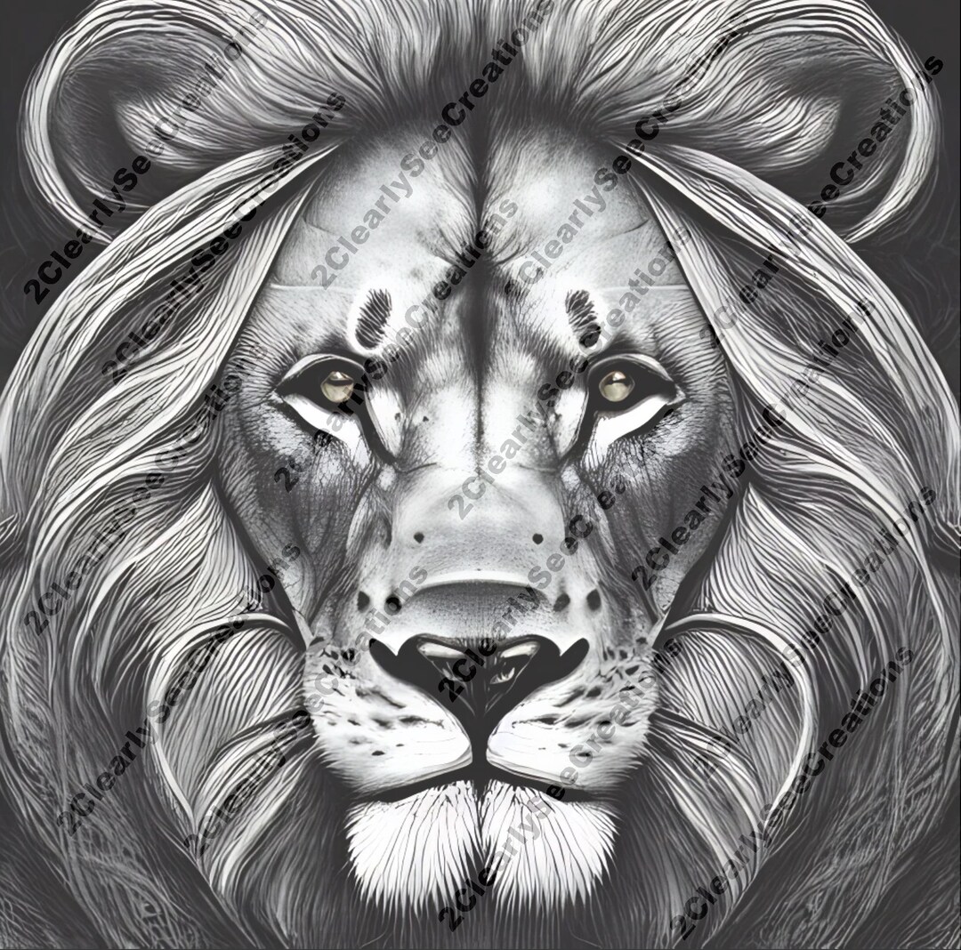 Lion Portrait Image Laser Ready Burn File Wildlife Safari Animal ...