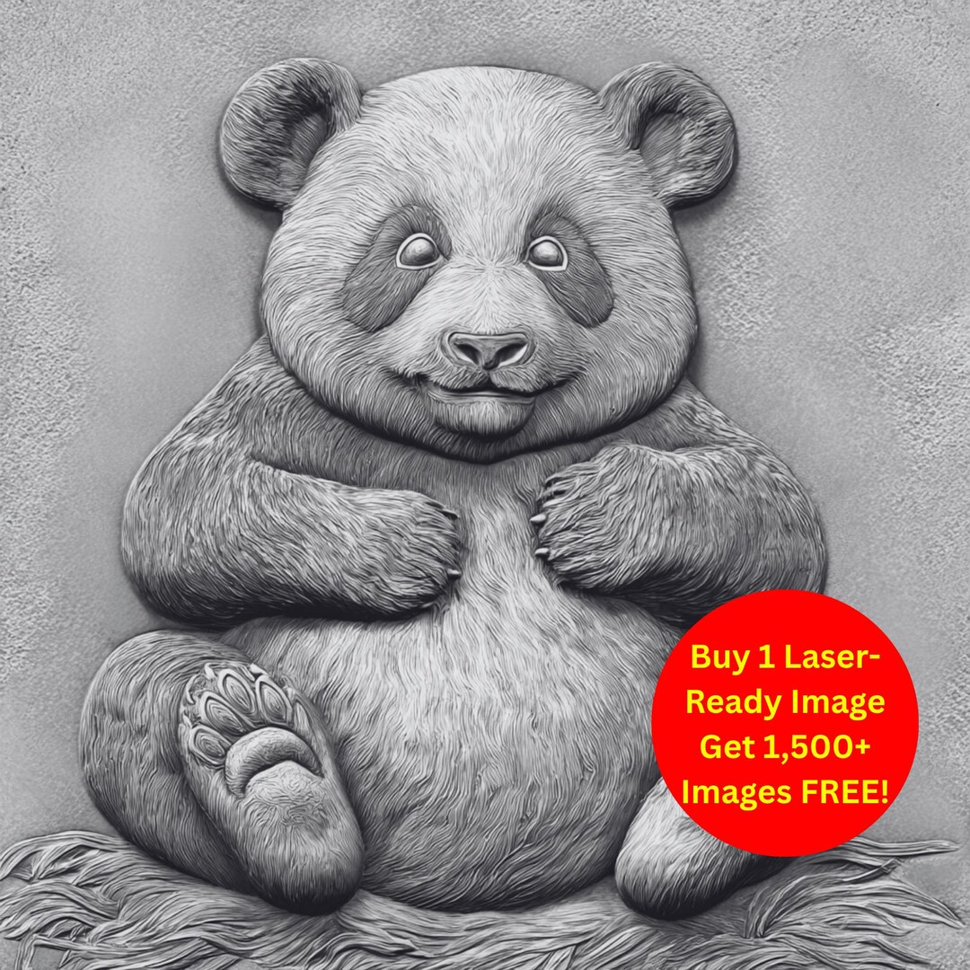 Cute Panda Bear Sitting Laser Engraving PNG | Adorable Nursery Wildlife ...