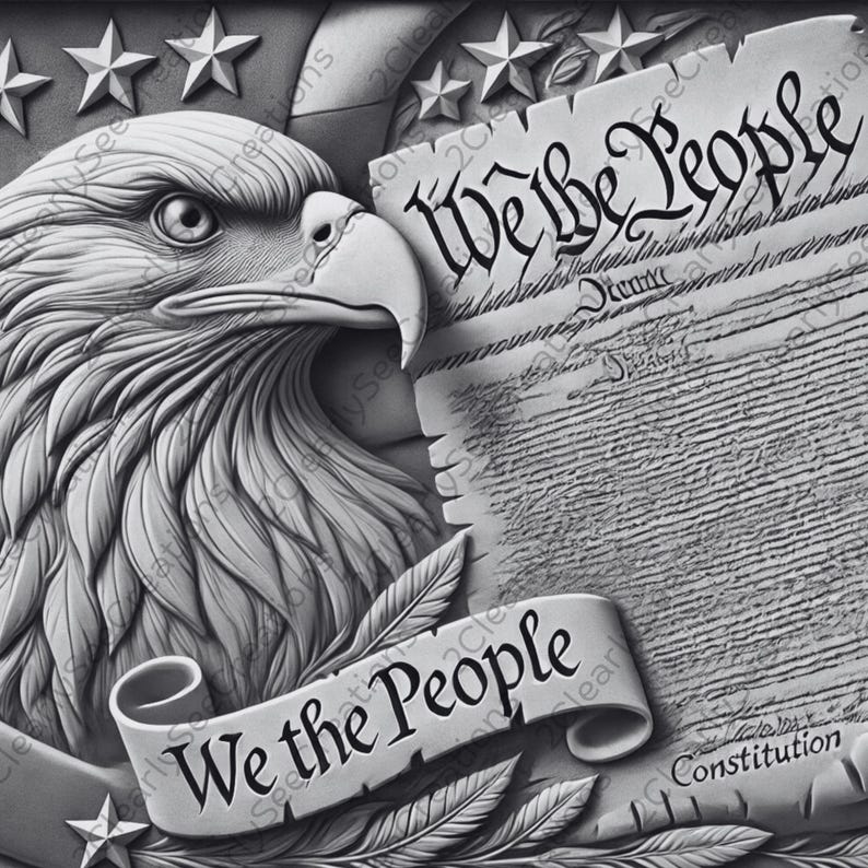Eagle Constitution Image Laser Cut Burn Slate File | Patriotic American ...
