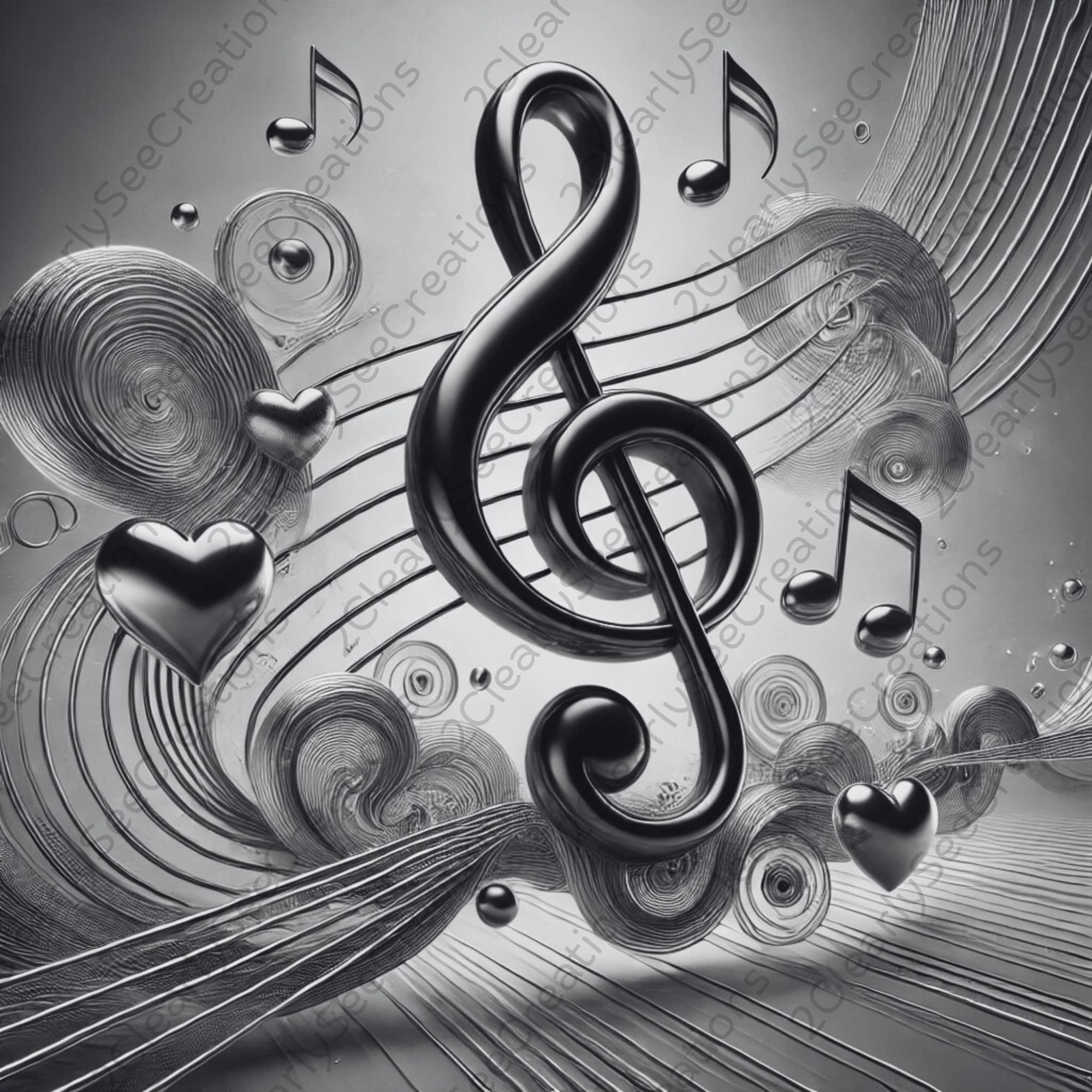 Music Note Image Laser Cut Burn Slate File | Treble Clef Melody Digital ...