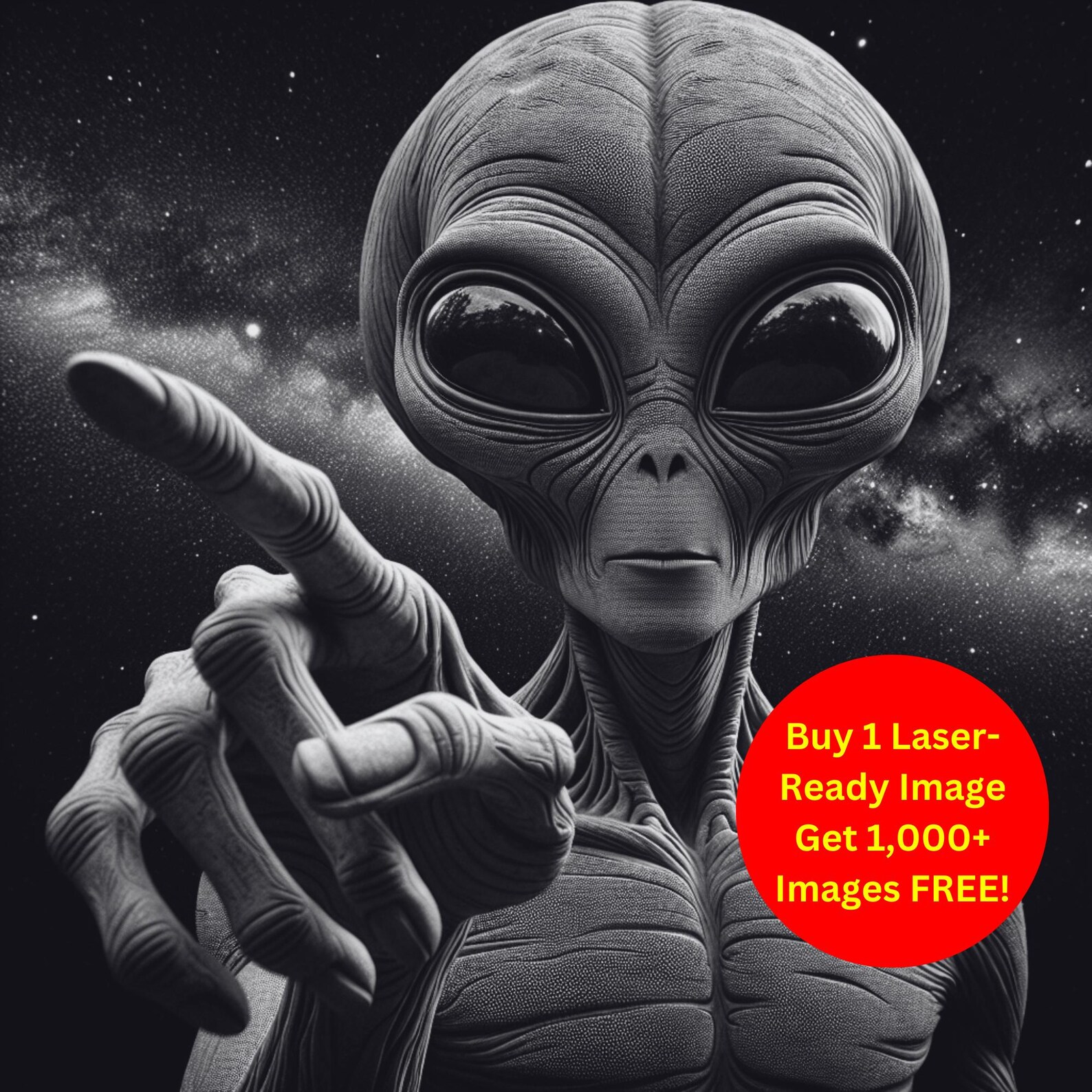 Alien Space Image Laser Cut Burn Slate File | Sci-fi Galaxy UFO ...