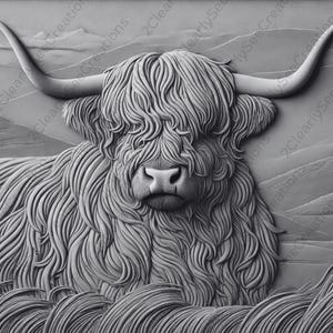 Highland Cow Image Laser Cut Burn Slate File | Scottish Cattle Art ...