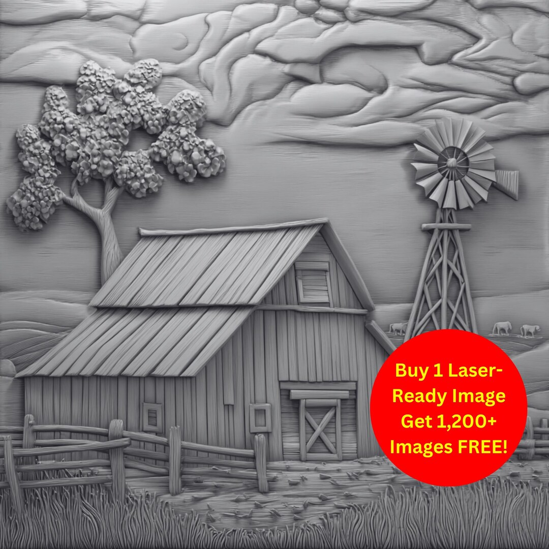 Barn Image Laser Cut Burn Slate File | Rustic Farm Windmill Country ...