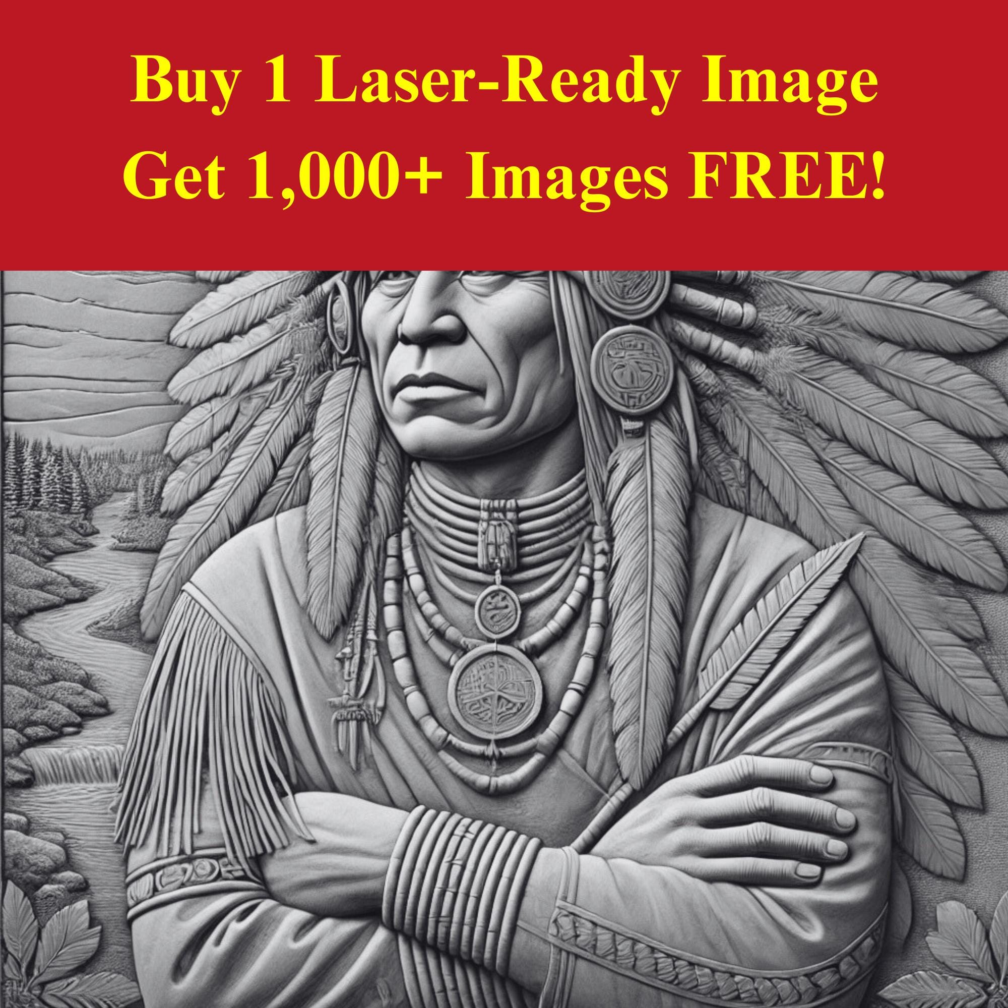 Chief Portrait Image Laser Cut Burn Slate File | Indigenous Warrior Art ...