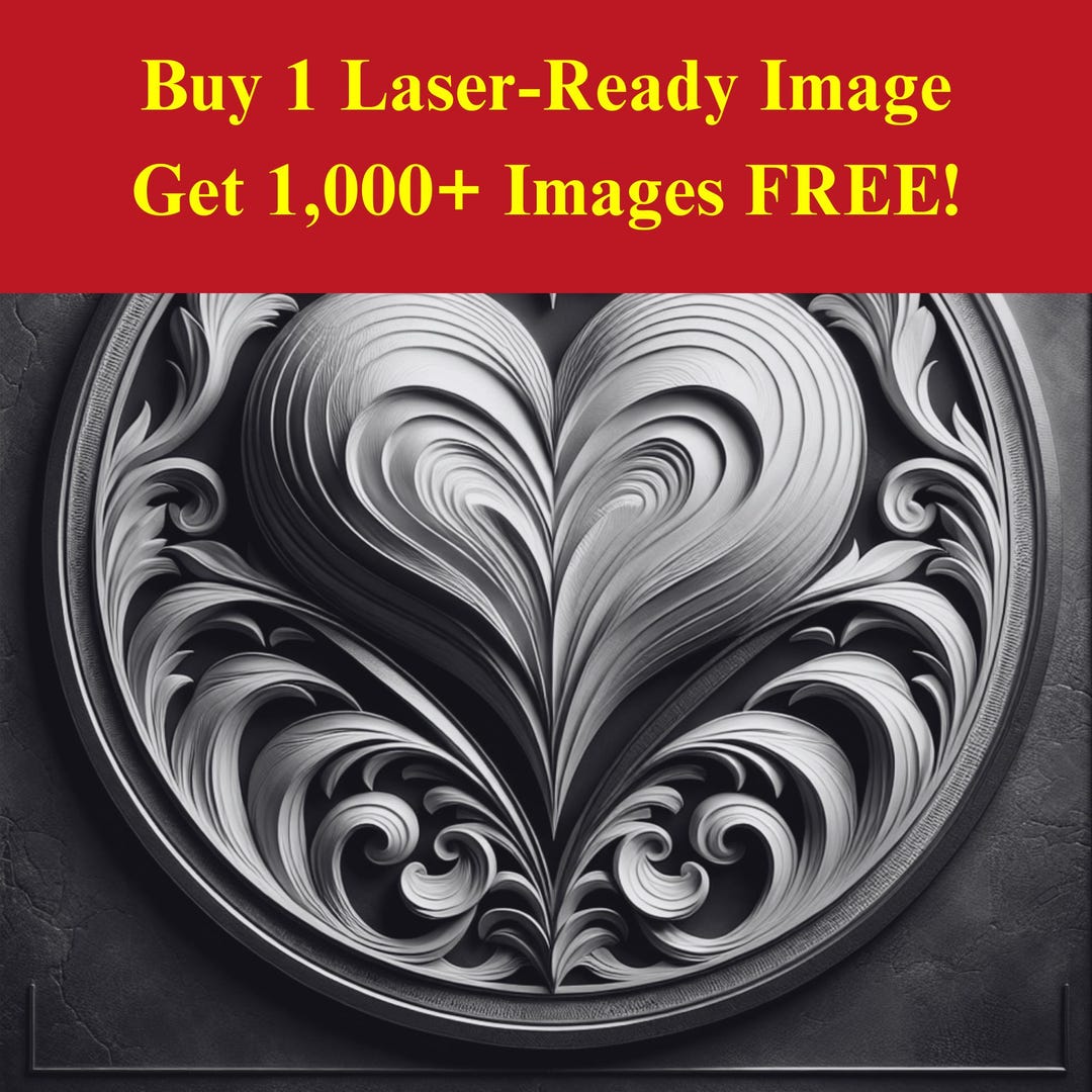 Scroll Heart Image Laser Burn Slate File | Victorian Filigree Ornate ...