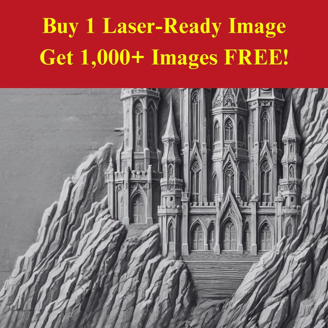 Gothic Castle Image Laser Cut Burn Slate File | Medieval Cathedral ...