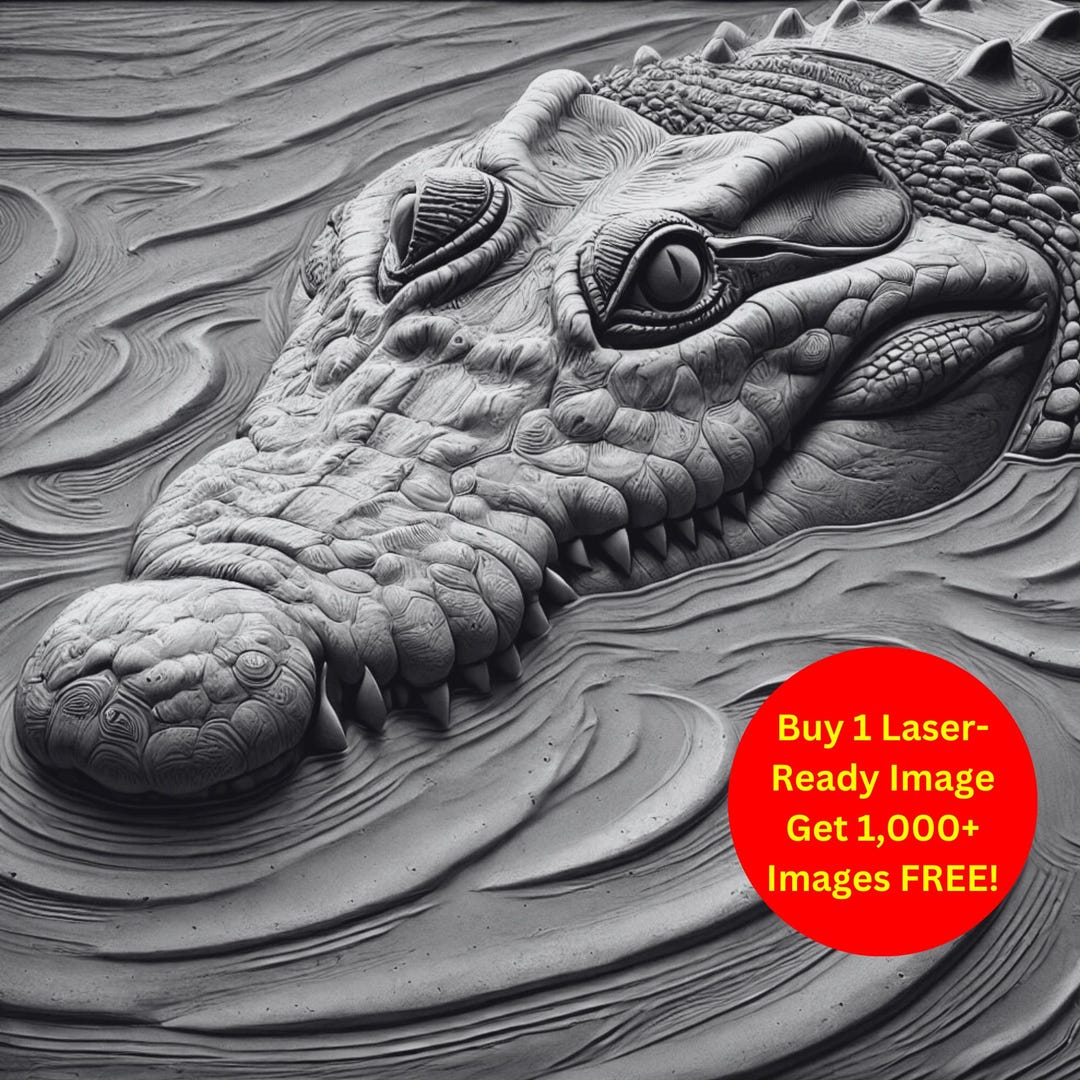 Alligator Image Laser Burn Slate File | Reptile Swamp Water Digital ...