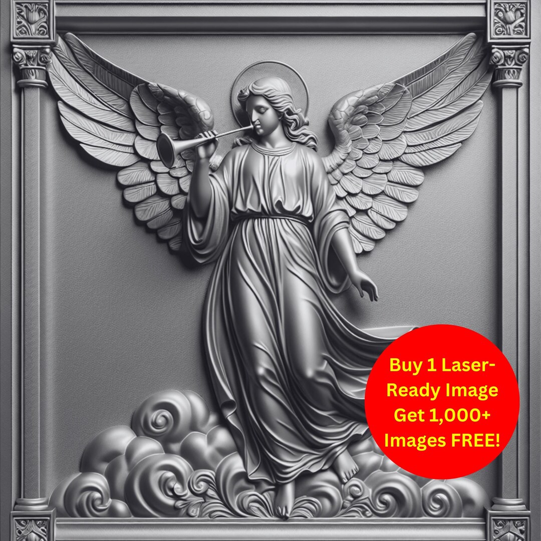 Trumpet Angel Image Laser Cut Burn Slate File | Heralding Spirit ...