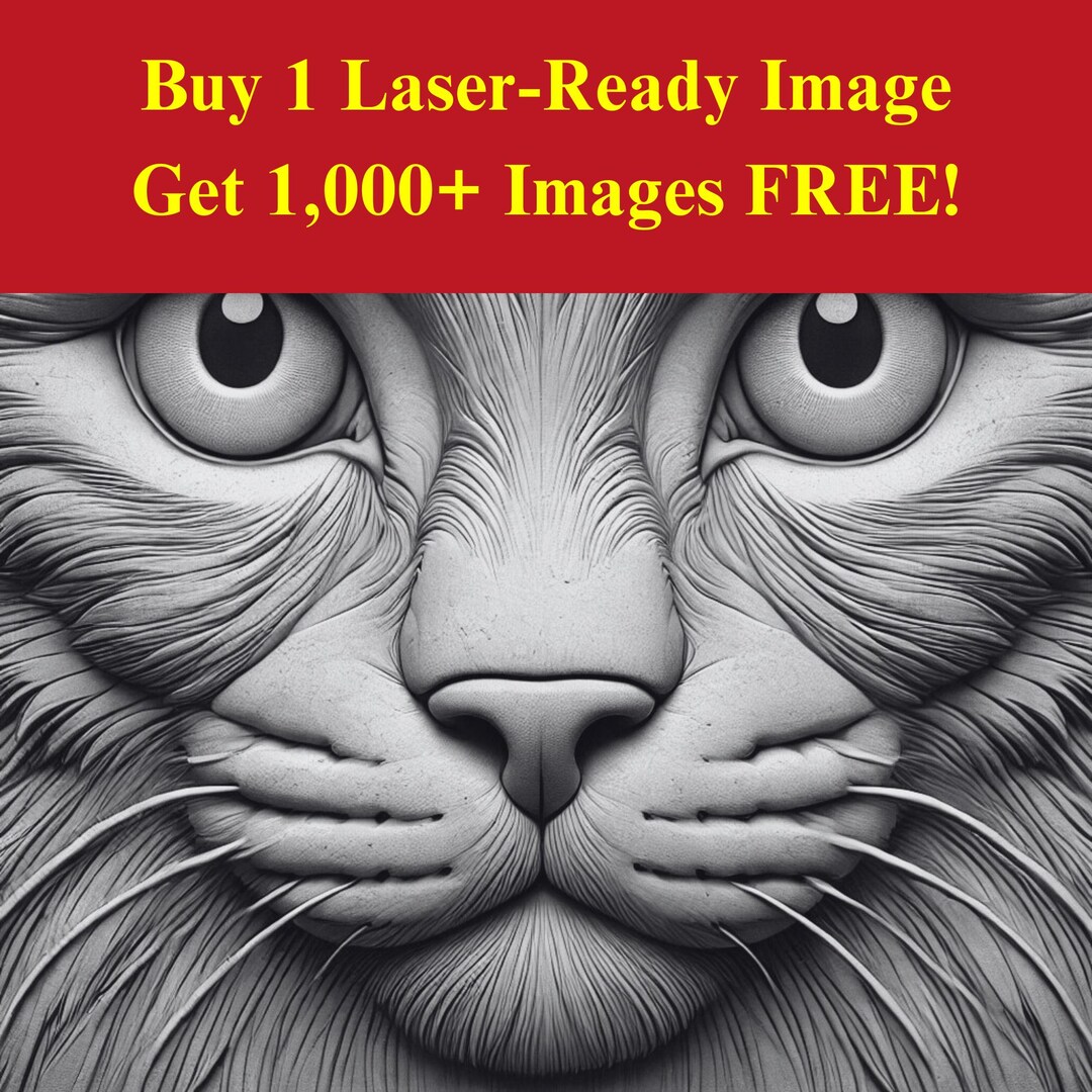 Cat Face Image Laser Cut Burn Slate File | Detailed Feline Close-up ...