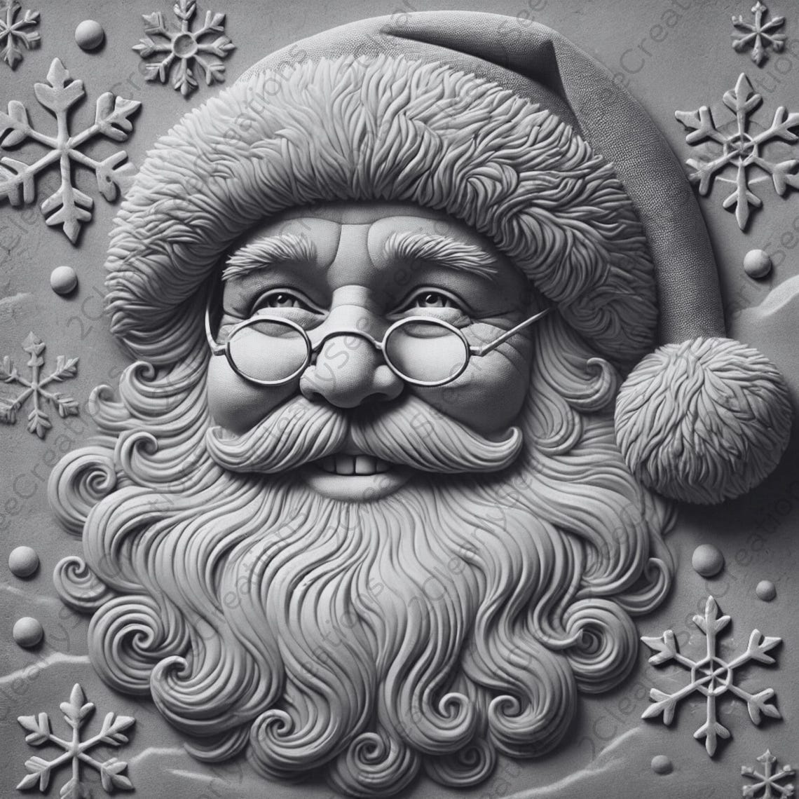 Santa Face Image Laser Burn File | Christmas Jolly Holiday Portrait ...