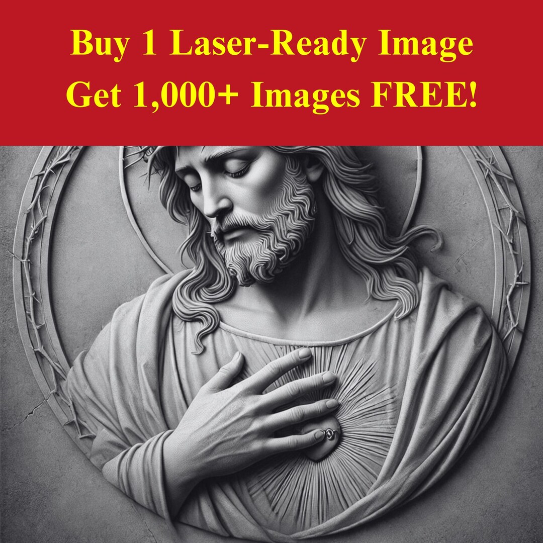 Jesus Portrait Image Laser Burn File | Sacred Heart Religious Digital ...