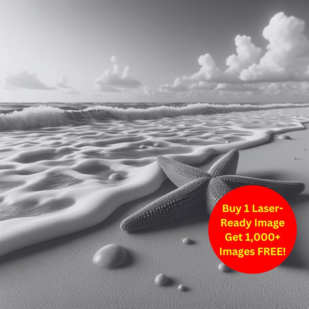 Beach Starfish Image Laser Cut Burn Slate File | Ocean Shoreline Scene ...