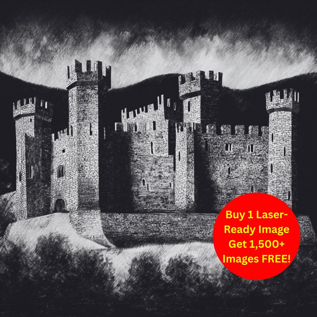 Medieval Castle Image Laser Cut Burn Slate File | Gothic Fortress ...