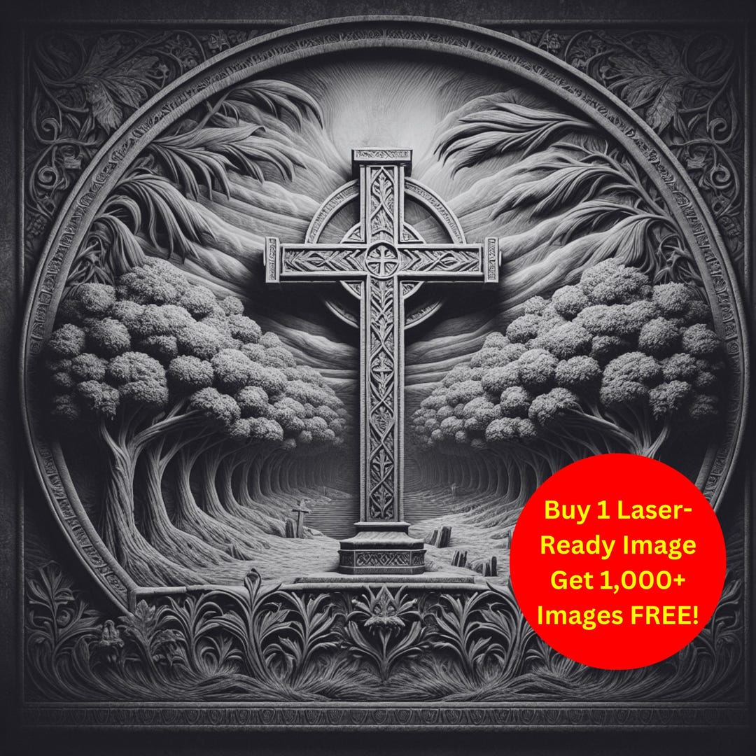 Celtic Cross Forest Image Laser Cut Burn Slate File | Christian Nature ...