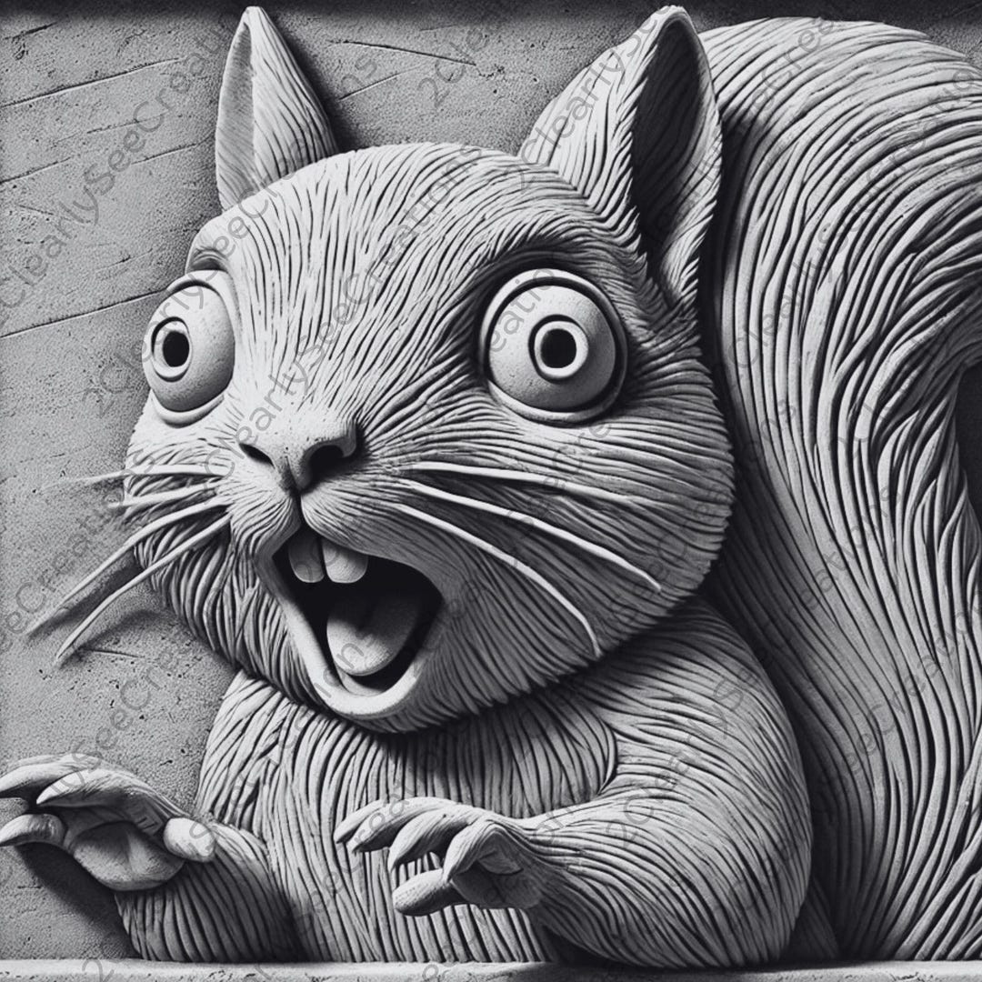 Surprised Squirrel Image Laser Cut Slate File Fun Animal Digital ...