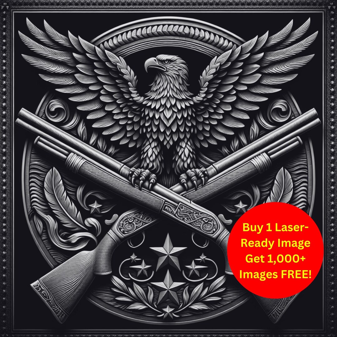 Eagle Guns Image Laser Cut Burn Slate File | Patriotic Second Amendment ...