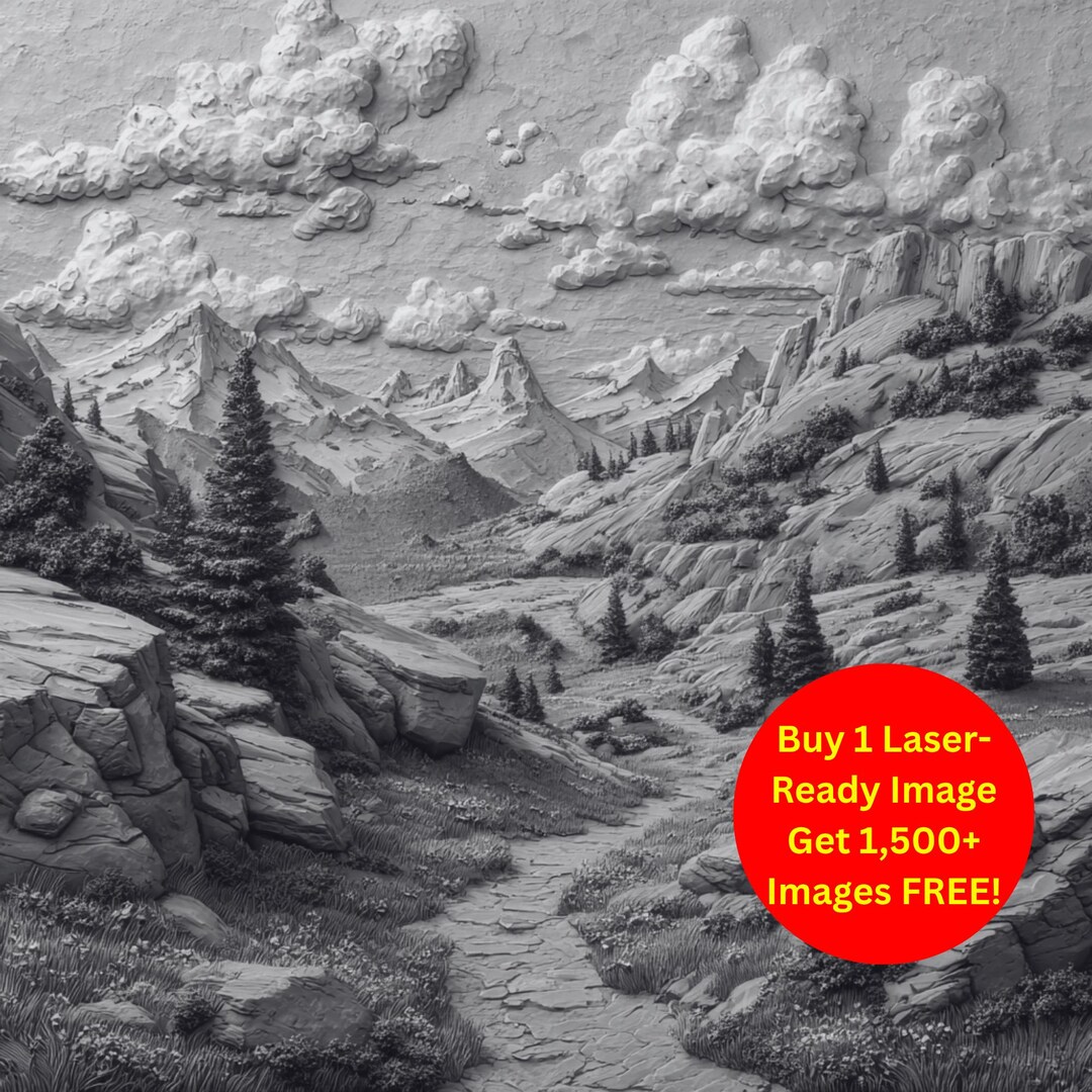 Mountain Pine Path Image Laser Cut Burn Slate File | Scenic Forest ...
