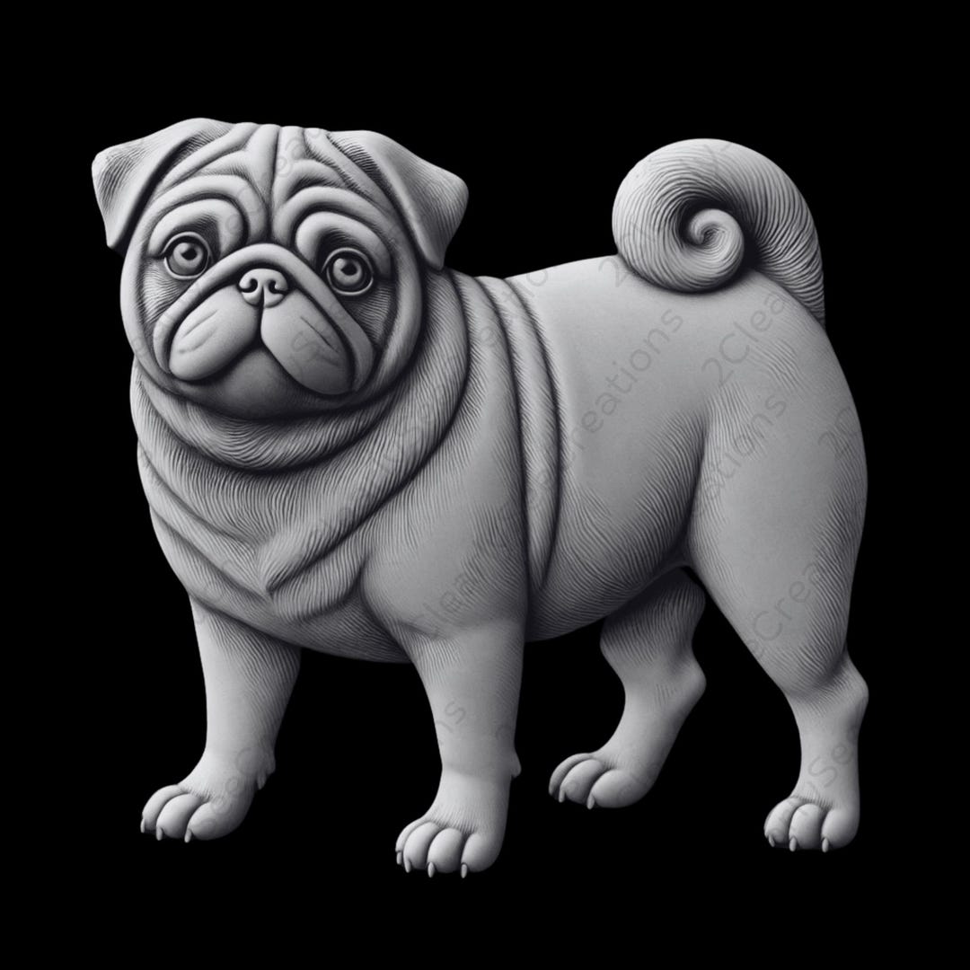 Pug Image Laser Cut Burn Slate File Standing Dog Breed Digital Download ...