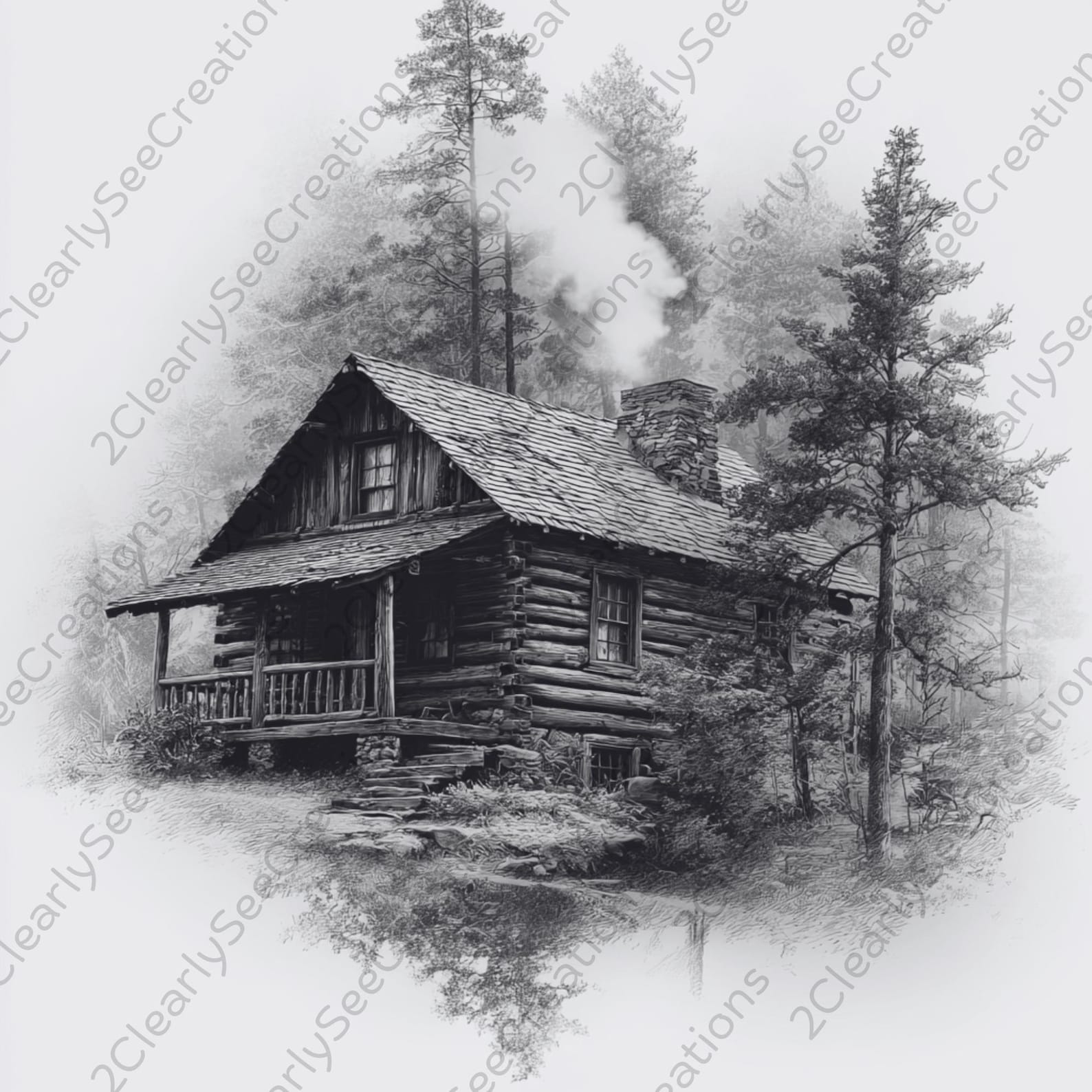Log Cabin Laser PNG | Rustic Woodland Lodge Digital Download ...