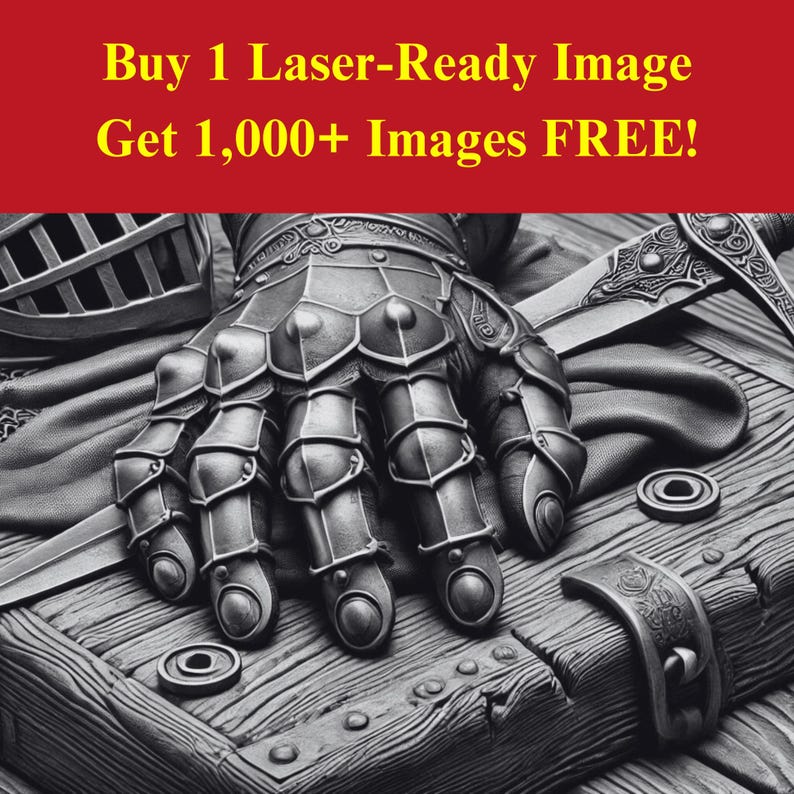 Knight Gauntlet Image Laser Burn Slate File | Medieval Armor Art ...
