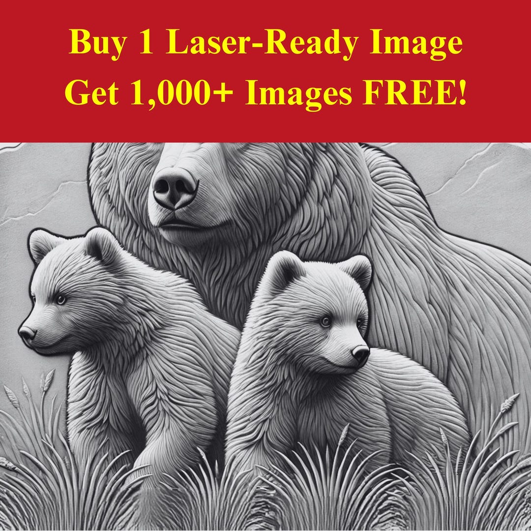 Bear Family Image Laser Cut Burn File | Wilderness Nature Cubs Digital ...