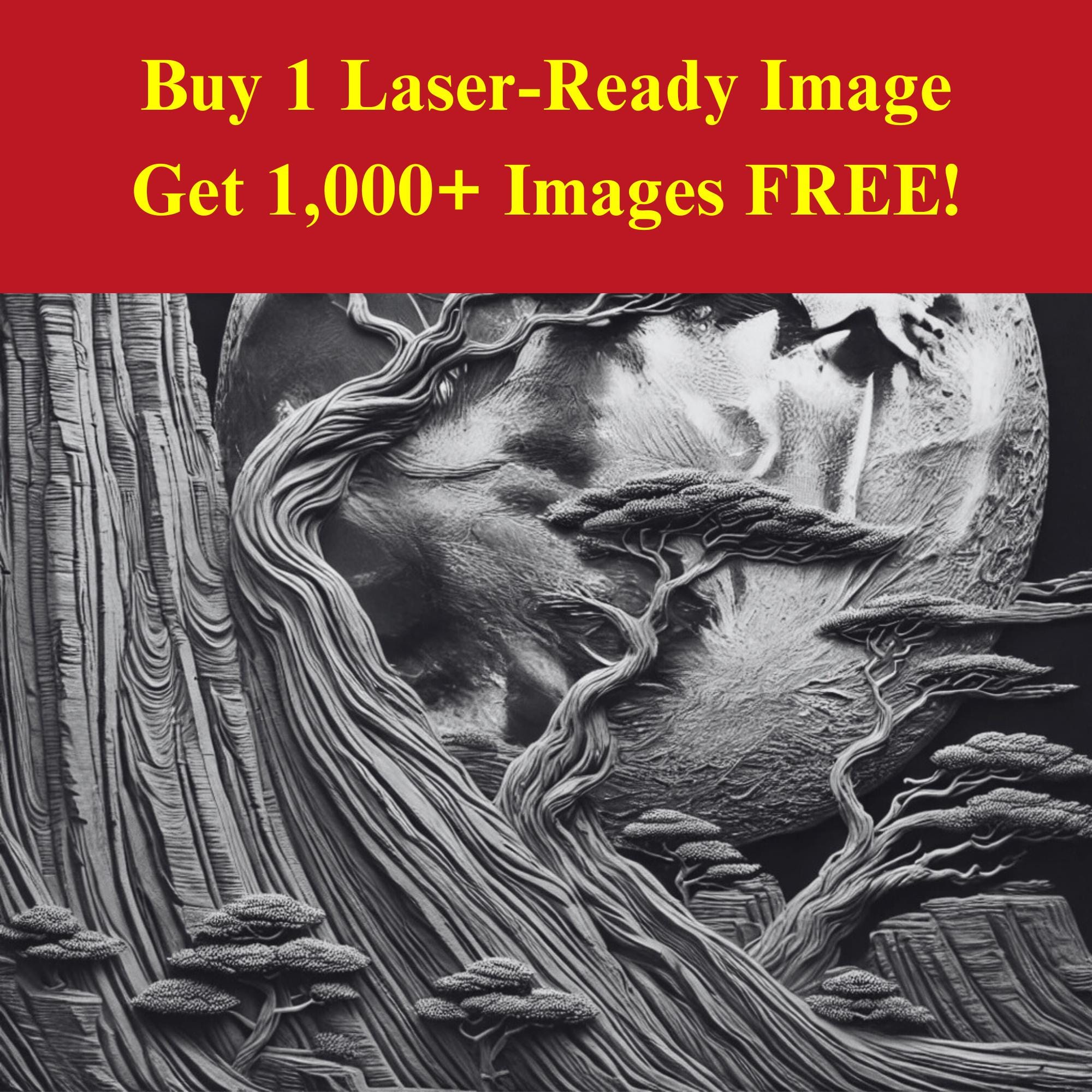 Moon Trees Image Laser Cut Burn Slate File | Night Mountain Cliffs ...