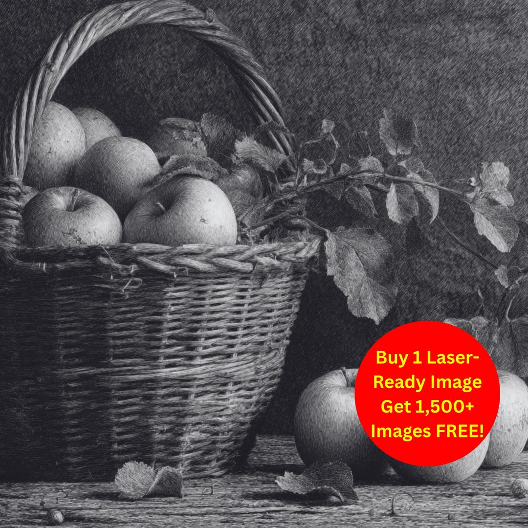 Basket of Apples Image Laser Cut Burn Slate File | Rustic Harvest Fruit ...