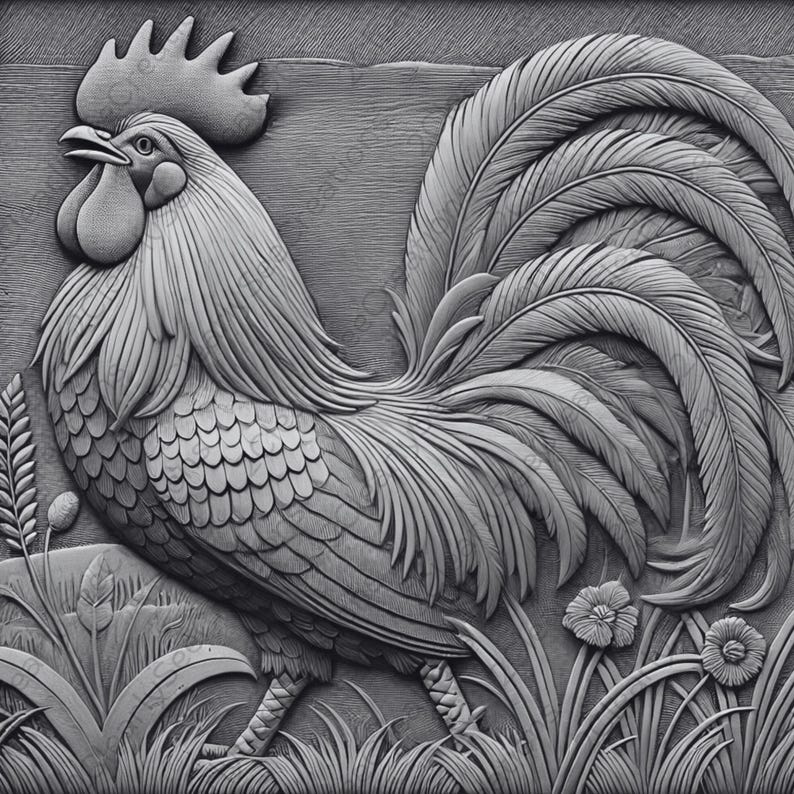 Rooster Image Laser Cut Burn Slate File | Farm Garden Country Life ...