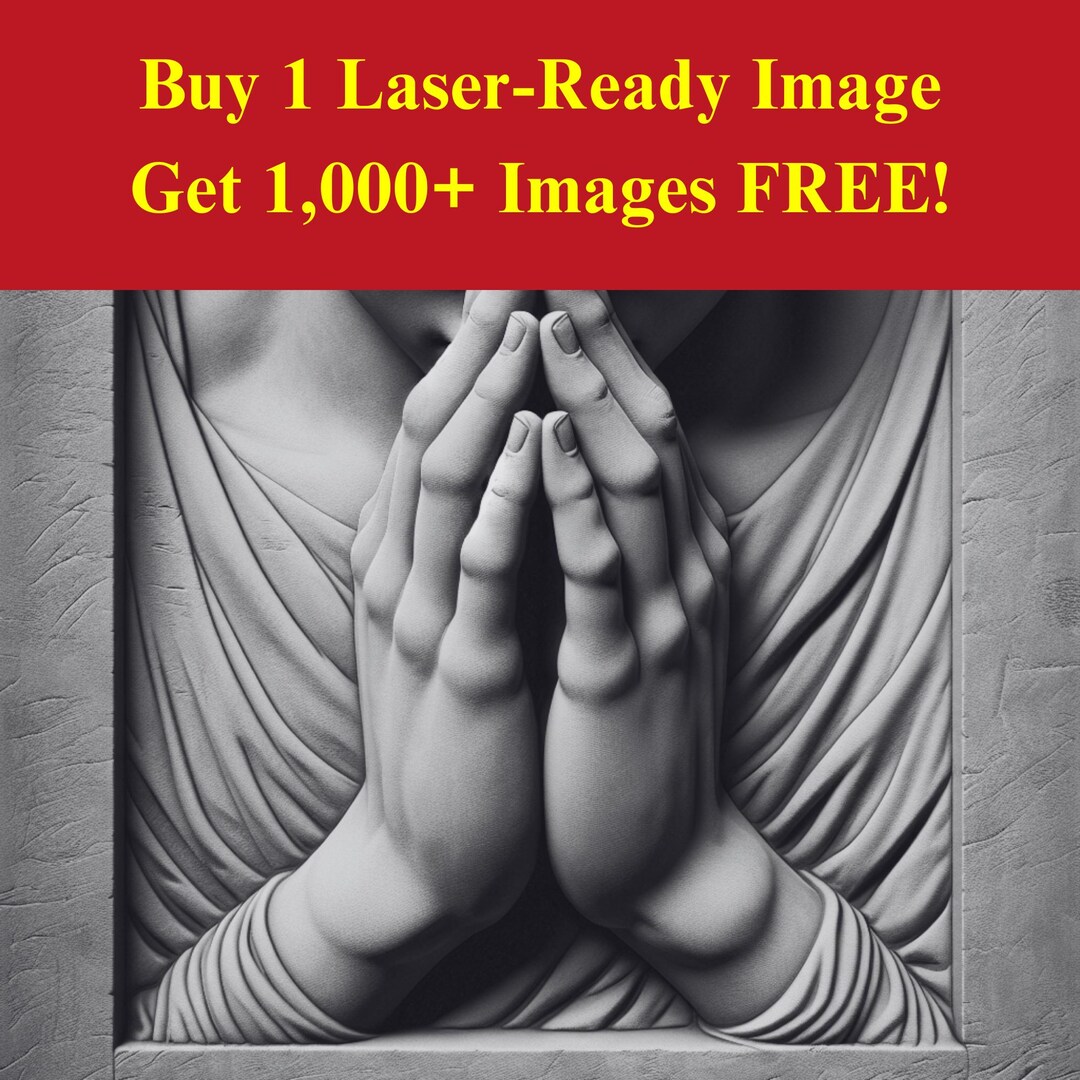 Praying Hands Image Laser Cut Burn Slate File Christian Faith Religious ...