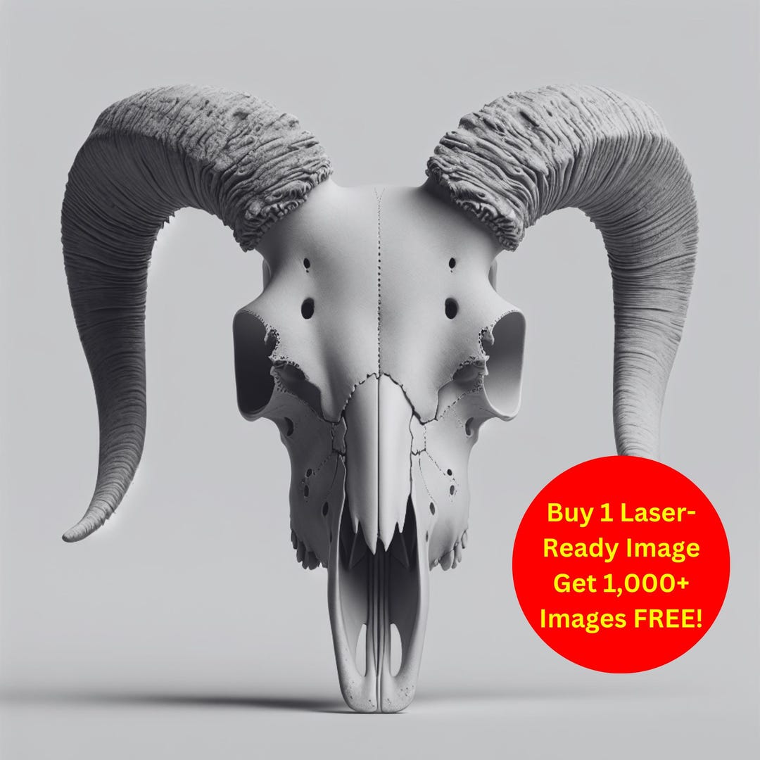 Ram Skull Image Laser Cut Burn Slate File | Western Horned Animal ...