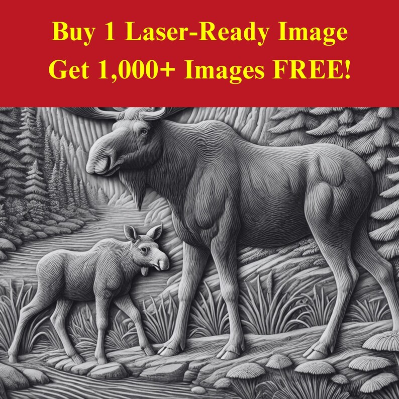 Moose Family Image Laser Burn File | Forest Wildlife Nature Scene ...