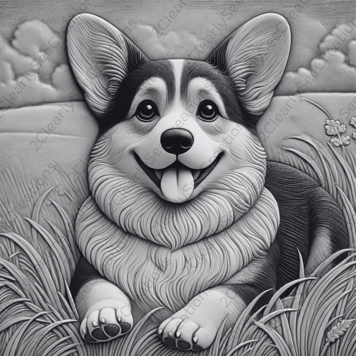 Corgi Image Laser Cut Burn Slate File | Happy Pet Dog Digital Download ...