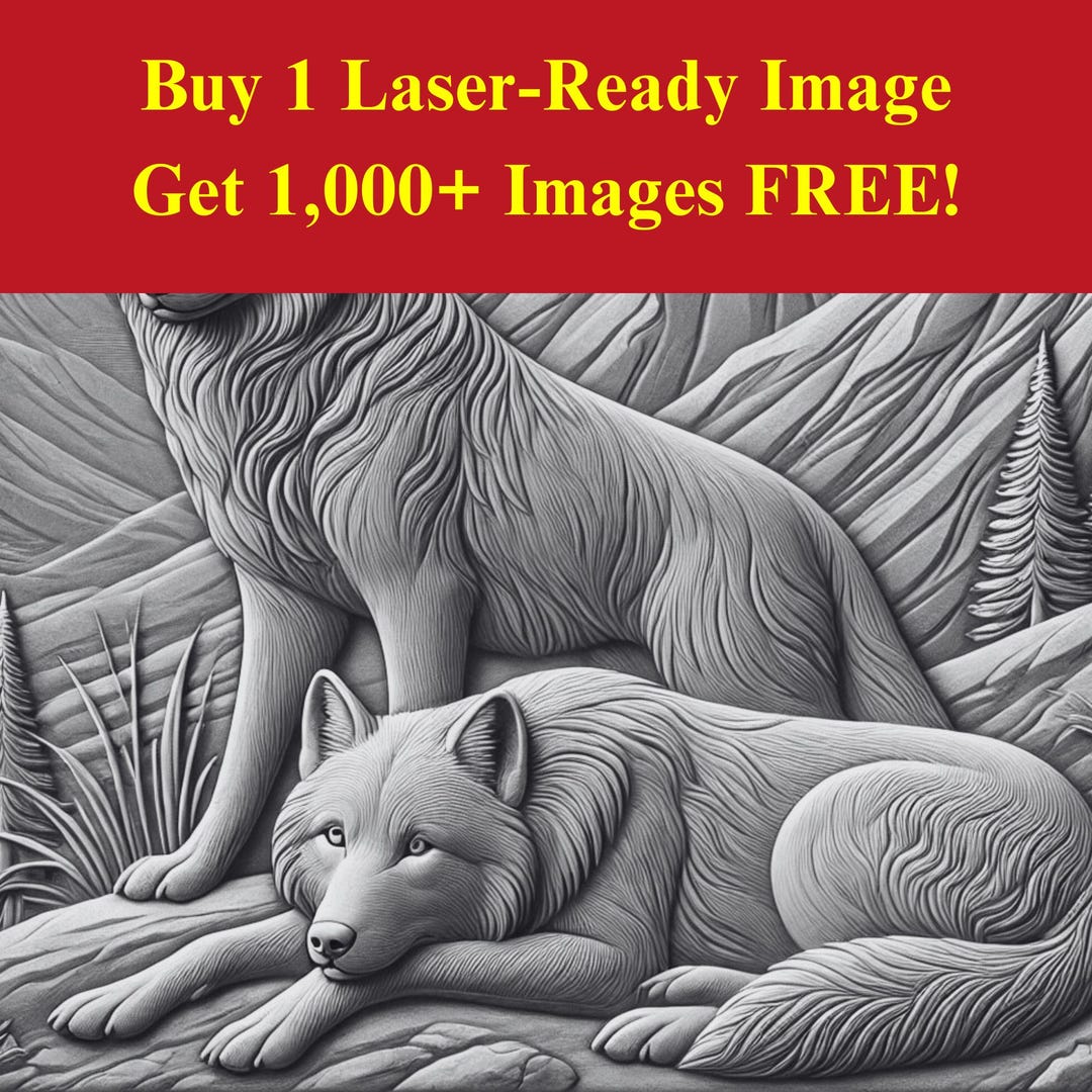 Wolf Image Laser Cut Burn Slate File | Mountain Wildlife Forest Digital ...