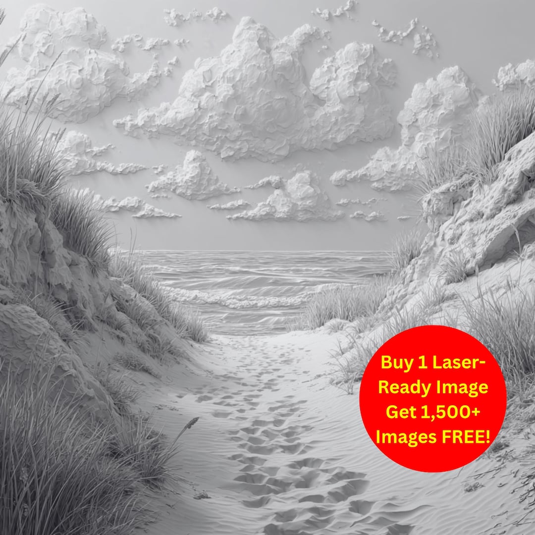 Coastal Beach Path Laser Engraving Image | Sandy Dune Ocean Shore Scene ...