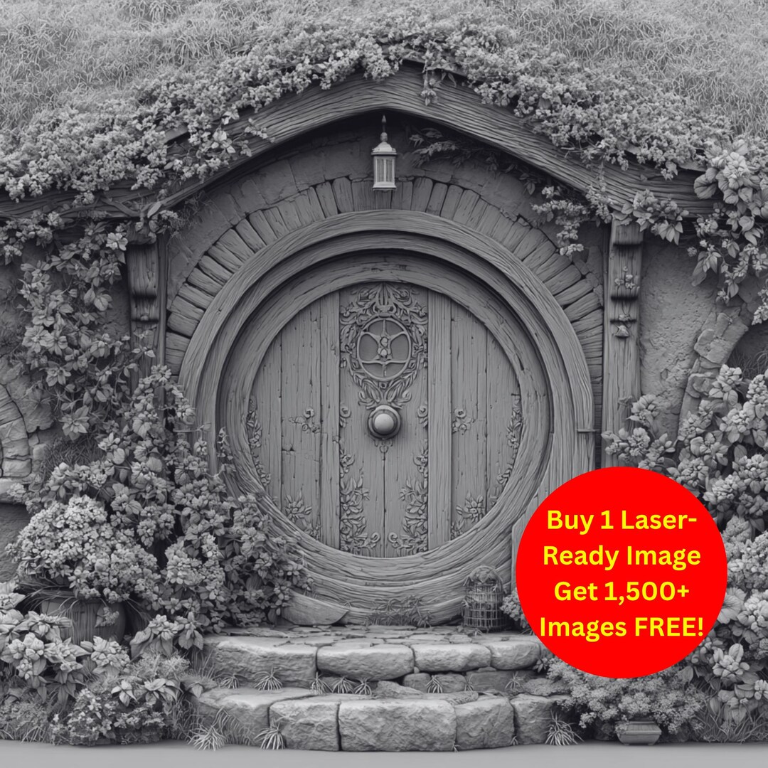 Hobbit Door Image Laser Cut Burn Slate File | Round Fantasy Cottage ...