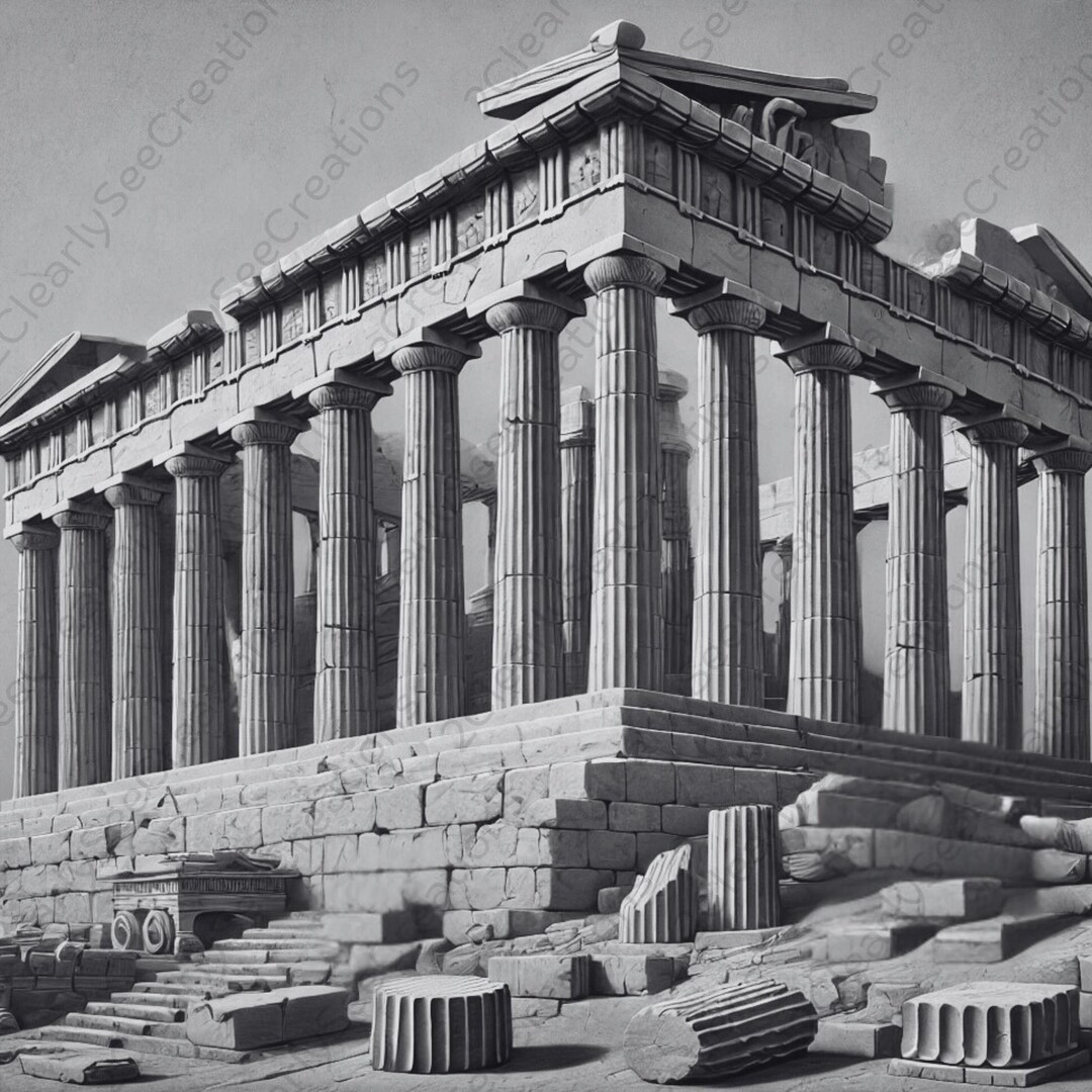 Parthenon Image Laser Cut Burn Slate File Greek Temple Ruins Digital ...