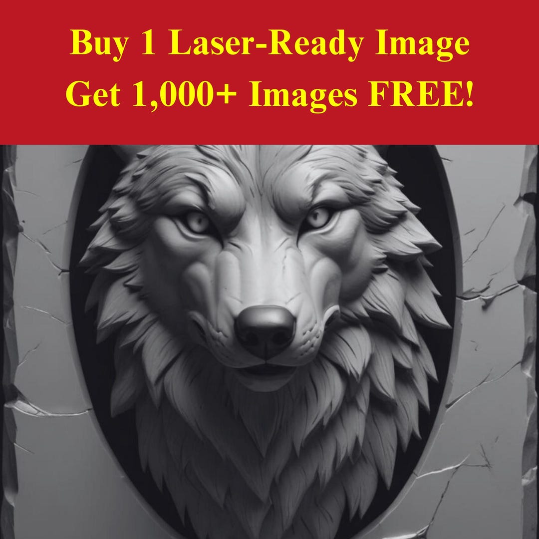 Wolf Image Laser Cut Burn Slate File | Wildlife Portrait Digital ...