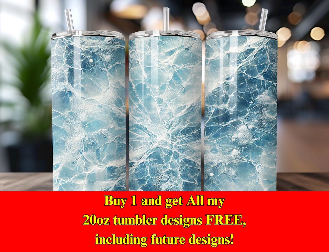 Cracked Ice Tumbler Wrap | 20oz Frozen Glacier Sublimation Design ...