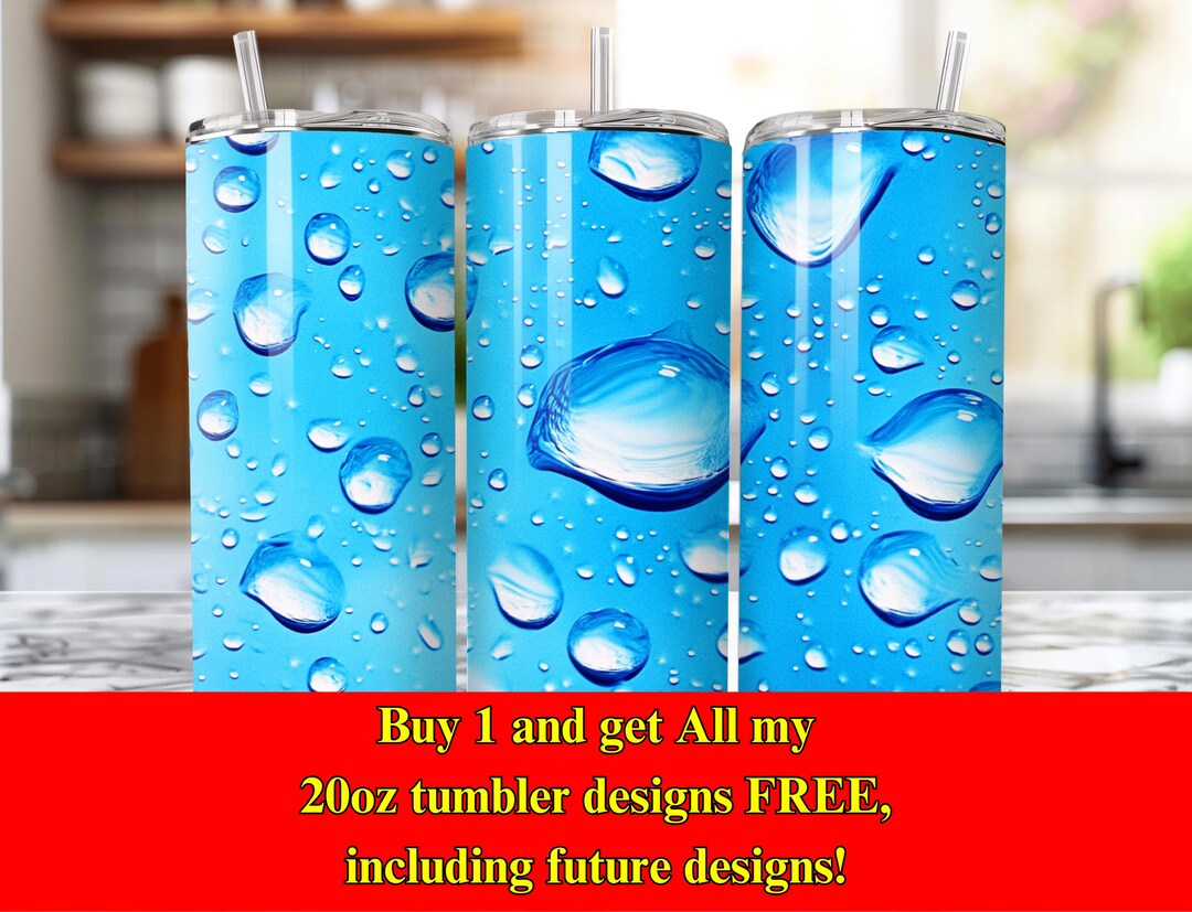 Water Drops Tumbler Wrap | 20oz Skinny Sublimation PNG | Realistic Rain ...