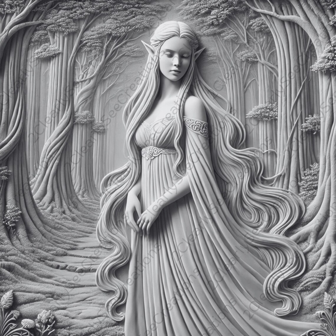 Elf Forest Image Laser Burn Slate File | Mystical Fantasy Woodland ...