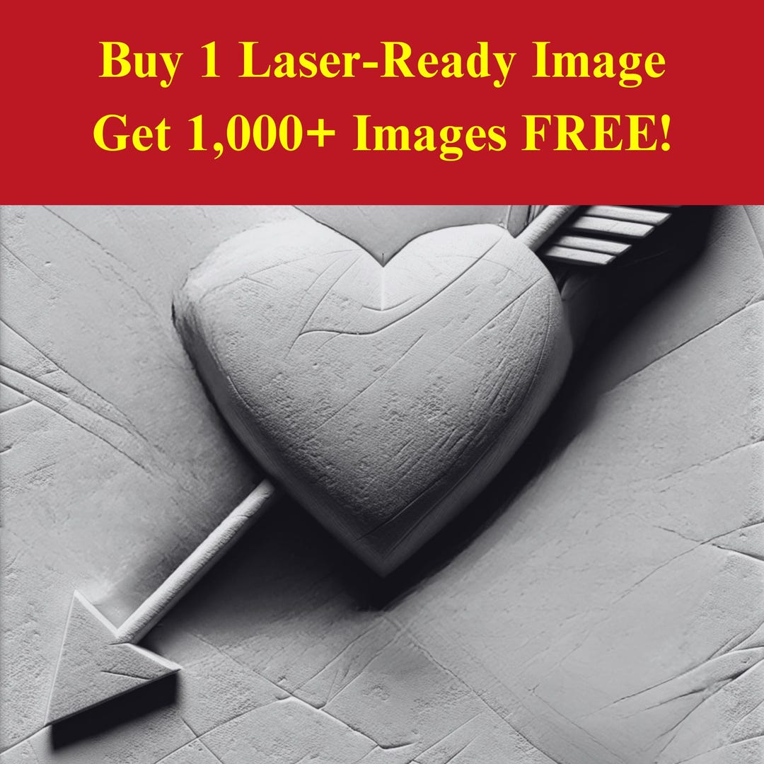 Arrow Heart Image Laser Burn Slate File | Cupid Stone Valentine Digital ...