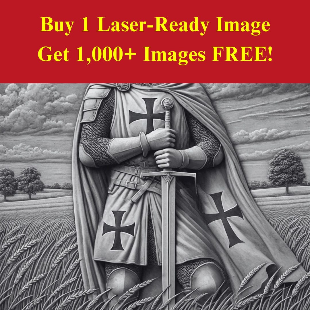 Templar Knight Image Laser Cut Burn Slate File | Medieval Crusader ...